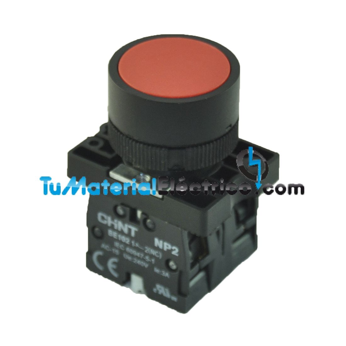 Comprar Pulsador plástico color rojo Contactos: 1 contacto abierto + 1 ...